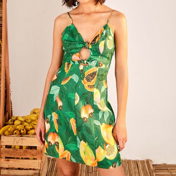 FARM Rio | Dresses | Farm Rio Green Papaya Salad Mini Dress | Poshmark